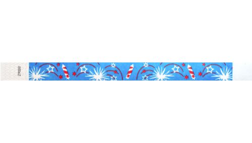 3/4" Tyvek Wristbands - Patriotic Fireworks - The Wristband Man